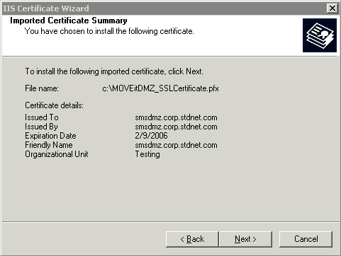 System Configuration - SSL and SSH - SSL - Server Certs - Import and Export